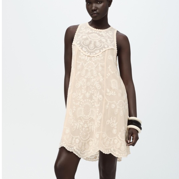 Zara | Dresses | Zara Contrast Embroidered Dress | Poshmark